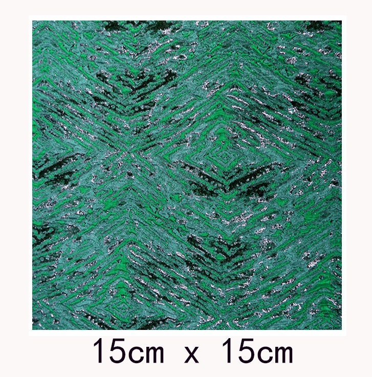 Geometric Pattern Jacquard Fabric, Luxury Green Fabric, Polyester ...