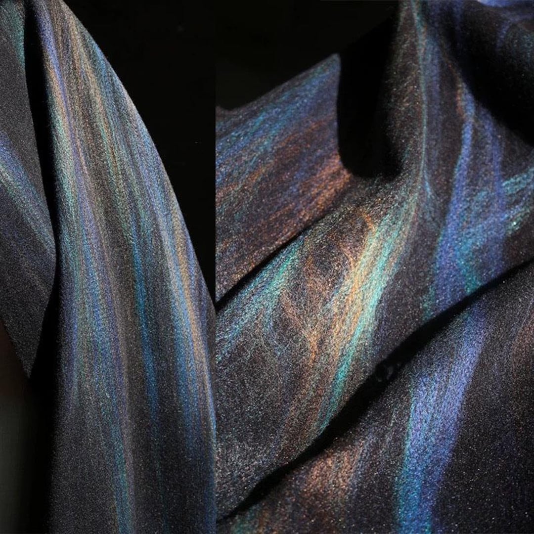 Wool Felt Designer Fabric, Winter Coat Material, Black Blue Thick ...