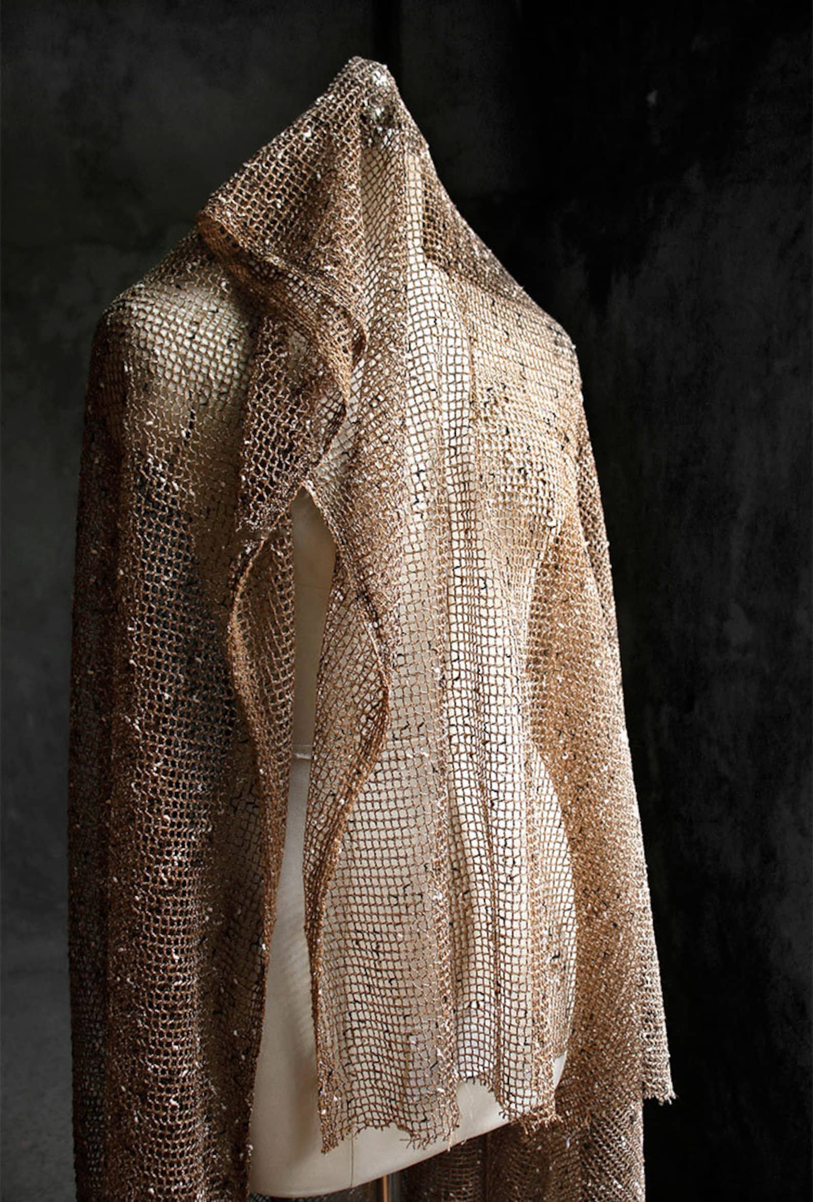 Brown Jnitted Mesh Fabric, Large Mesh Fabric, Hollow See-through Fabric ...