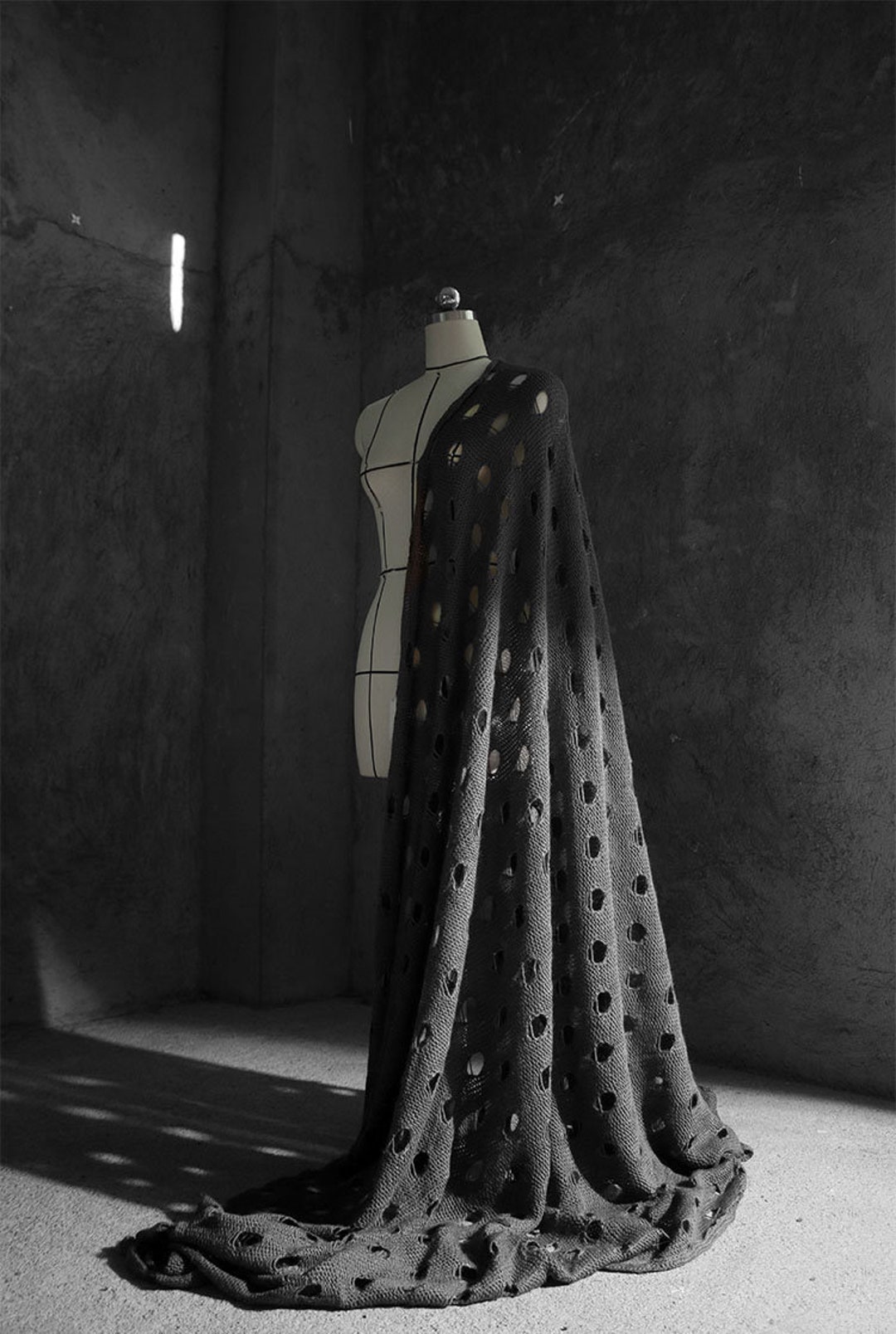 Wool Knit Fabric, Woven Hollow See-through Fabric, Dust Coat Stripes ...