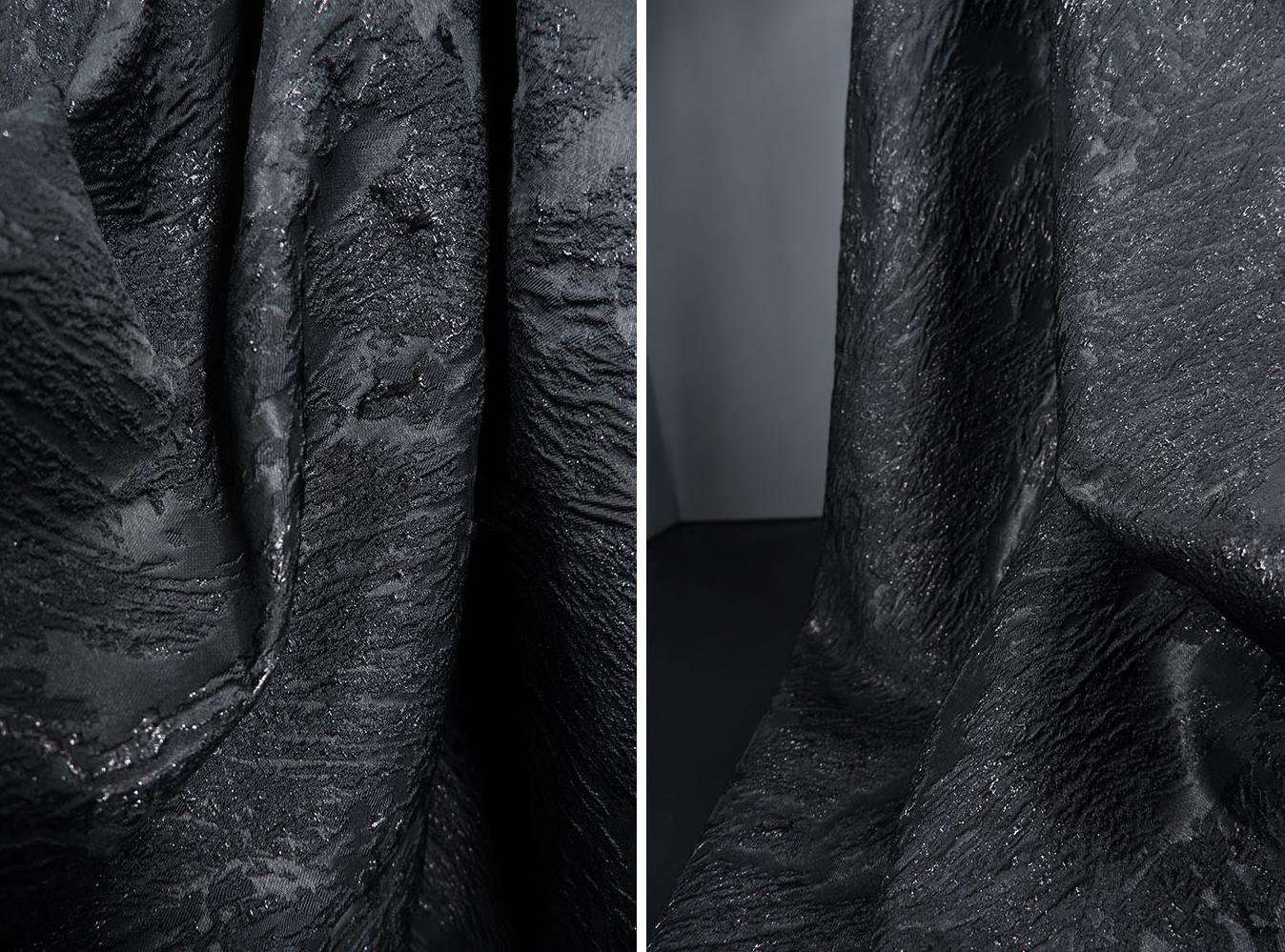 Embossed Fabric, Black Jacquard Fabric, Glitter Thread Blended Fabric ...