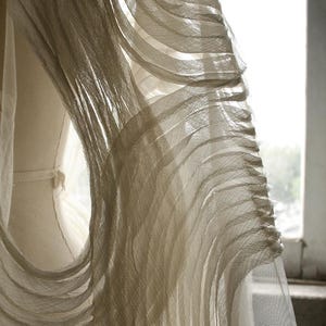 Beige 3D Jacquard Textured Mesh Gauze Fabric, Wavy Striped Textured ...