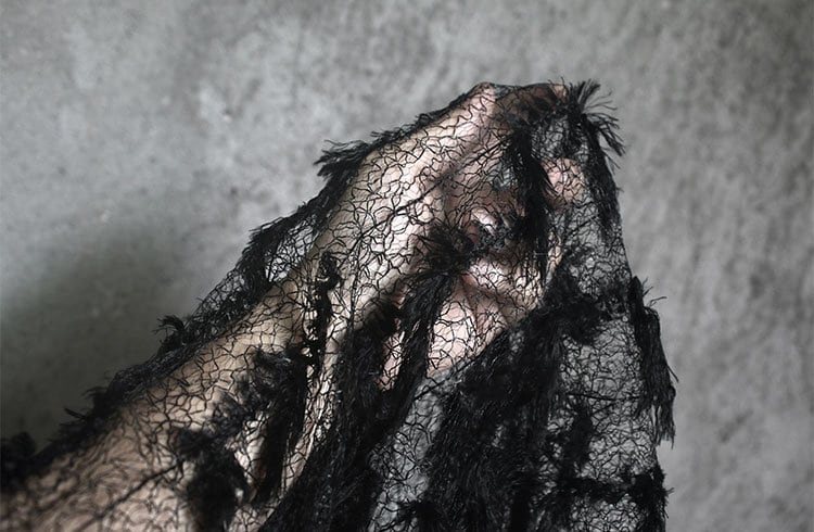 Black Lace Fabric, Irregular Hollow Mesh Fabric, Lightweight Fringed ...