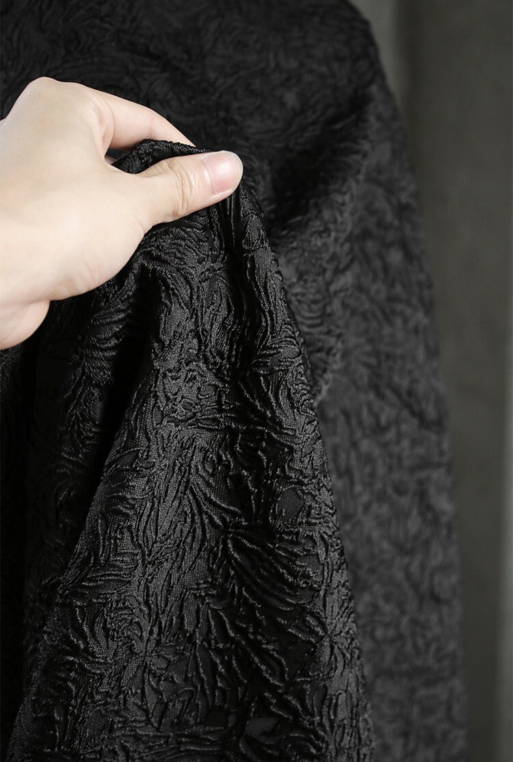 Black Jacquard Fabric, 3D Line Texture Fabric, Mysterious Textured ...