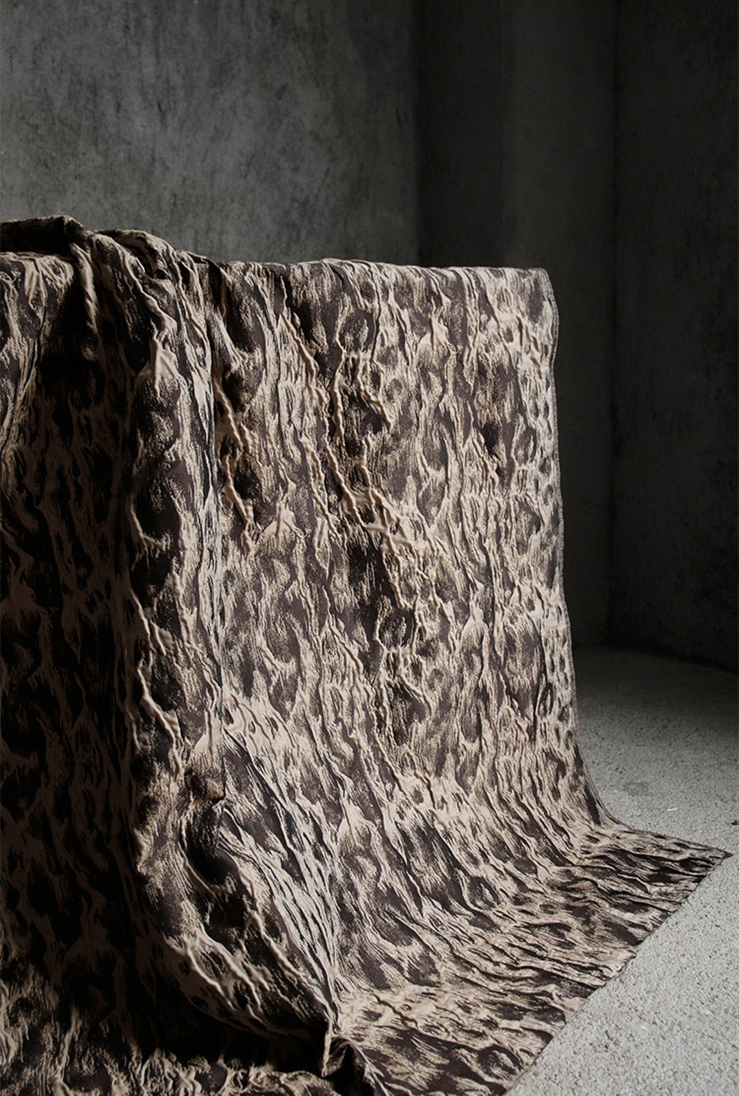 Brown Jacquard Fabric, Embossed Textured Fabric, by the Yard, A48 - Etsy