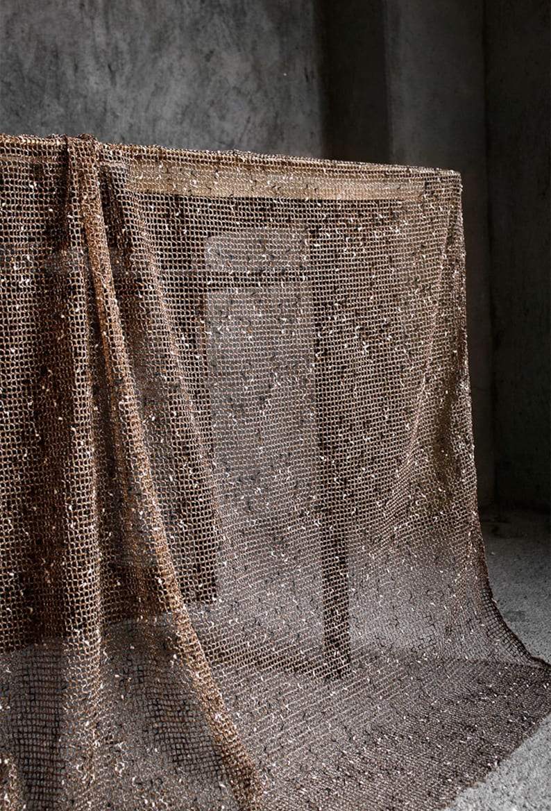 Brown Jnitted Mesh Fabric, Large Mesh Fabric, Hollow See-through Fabric ...