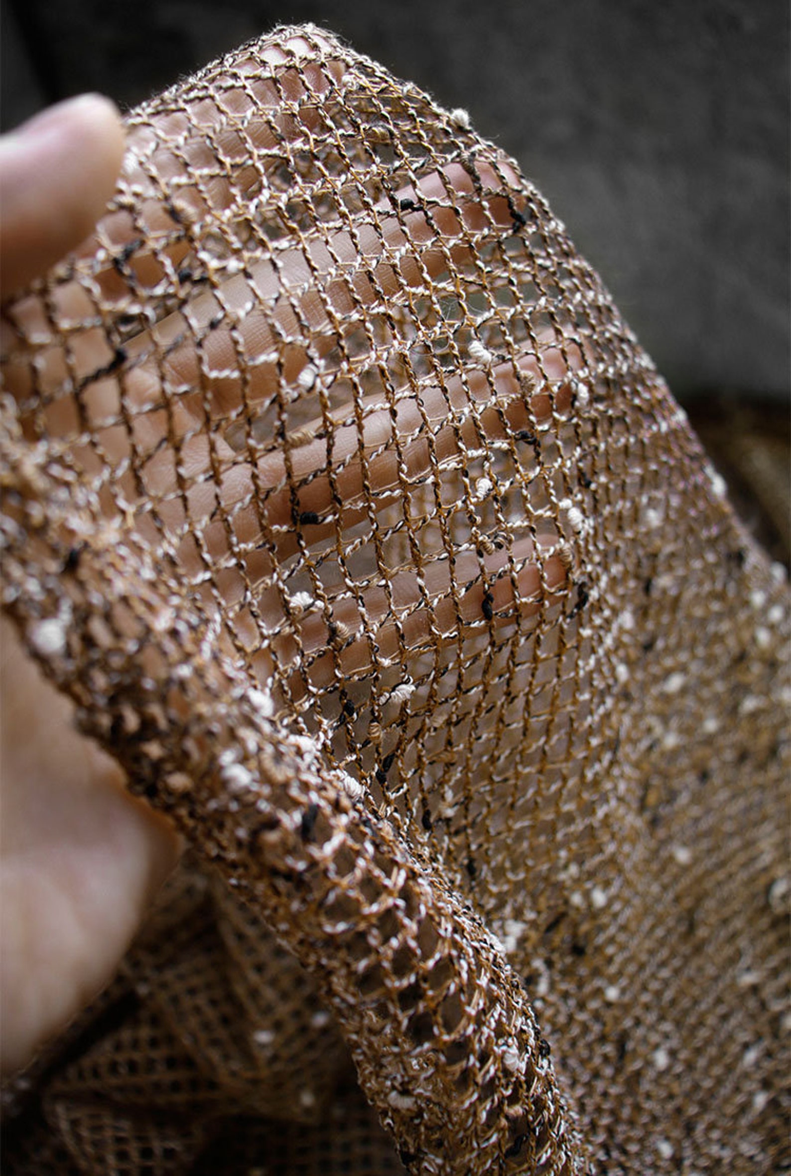 Brown Jnitted Mesh Fabric, Large Mesh Fabric, Hollow See-through Fabric ...