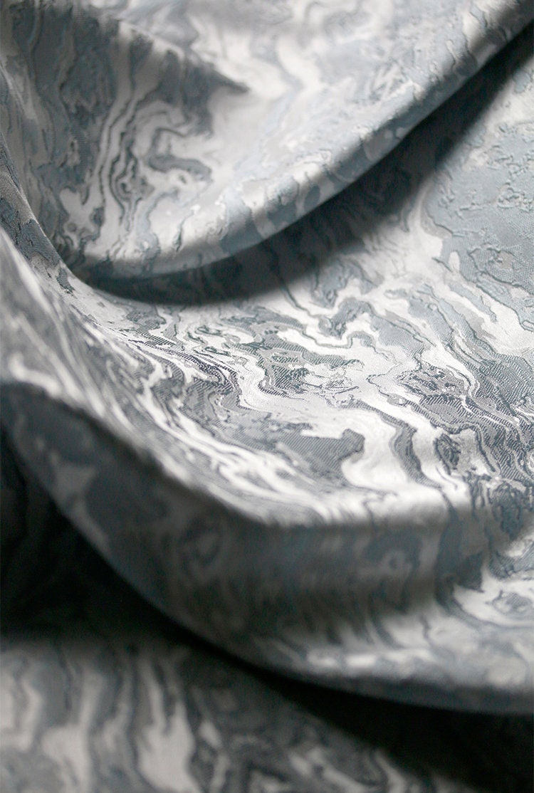 Dusty Blue Wavy Fabric, Double-sided Jacquard Fabric, Molten Rock Texture Fabric, Irregular ...