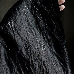 Black Jacquard Fabric, Embossed Texture Fabric, Haute Couture Fabric ...