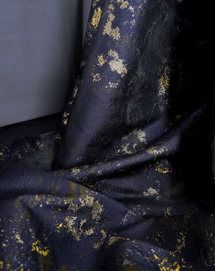 Blue Gold Jacquard Fabric, Gilt Texture Fabric, Embossed Fabric, Glossy ...