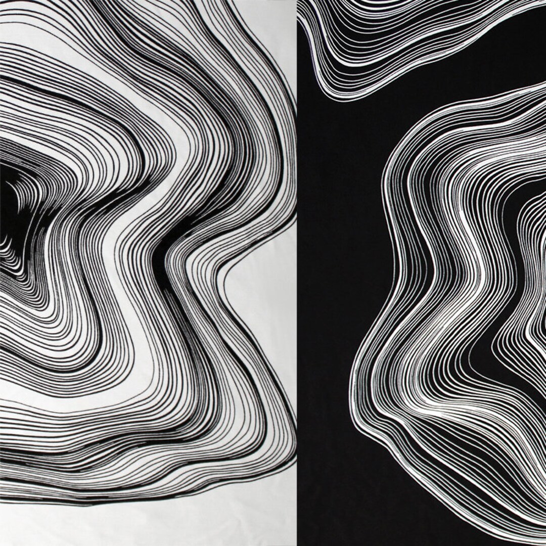 White Abstract Circle Fabric, Fingerprint Textured Fabric, Black Fabric ...