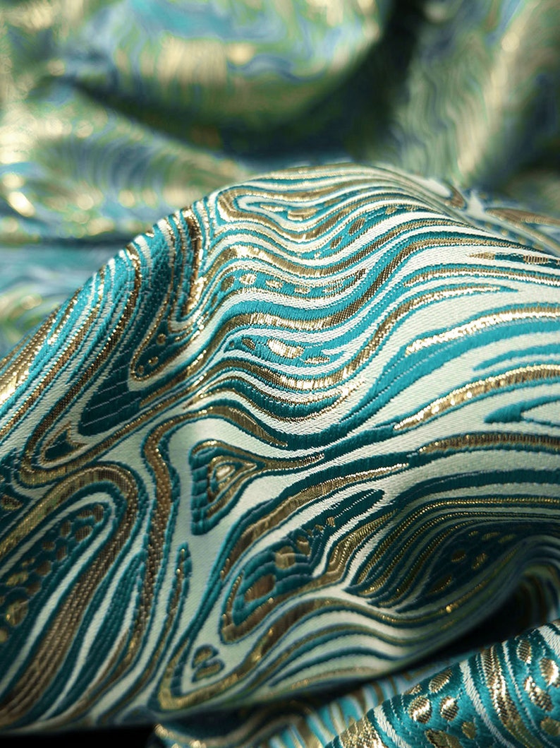 Embossed Jacquard Fabric, Luxury Green Fabric, 100% Polyester Fabric ...