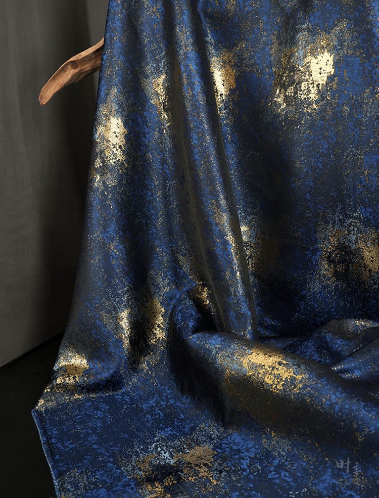 Blue Jacquard Fabric, Gilt Texture Fabric, Double Layer Fabric, Glossy ...