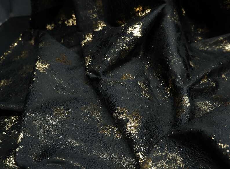 Black Gold Jacquard Fabric, Mottled Texture Fabric, Embossed Fabric ...