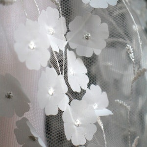 White Floral Embroidered Fabric, See-through Lace Fabric, Children's ...