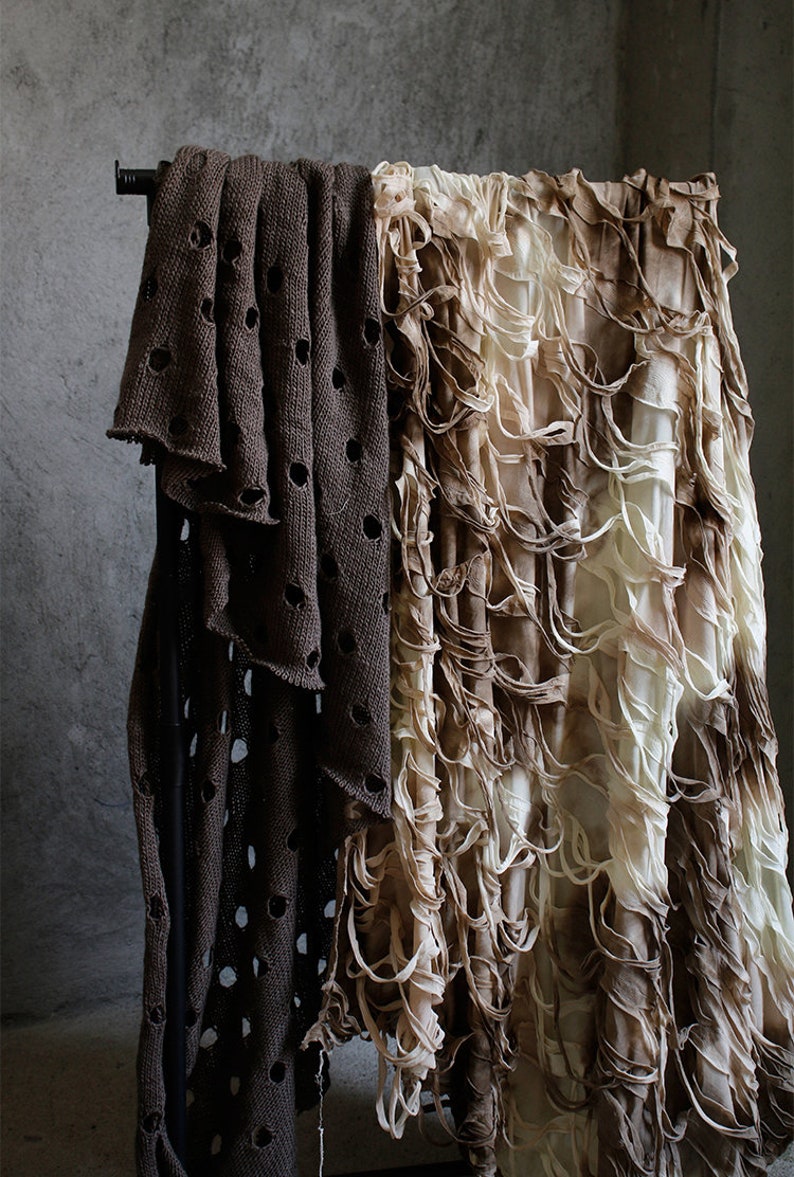 Gradient Fabric, Ragged Knitted Fabric, Grey Brown Tie-dye Fabric ...