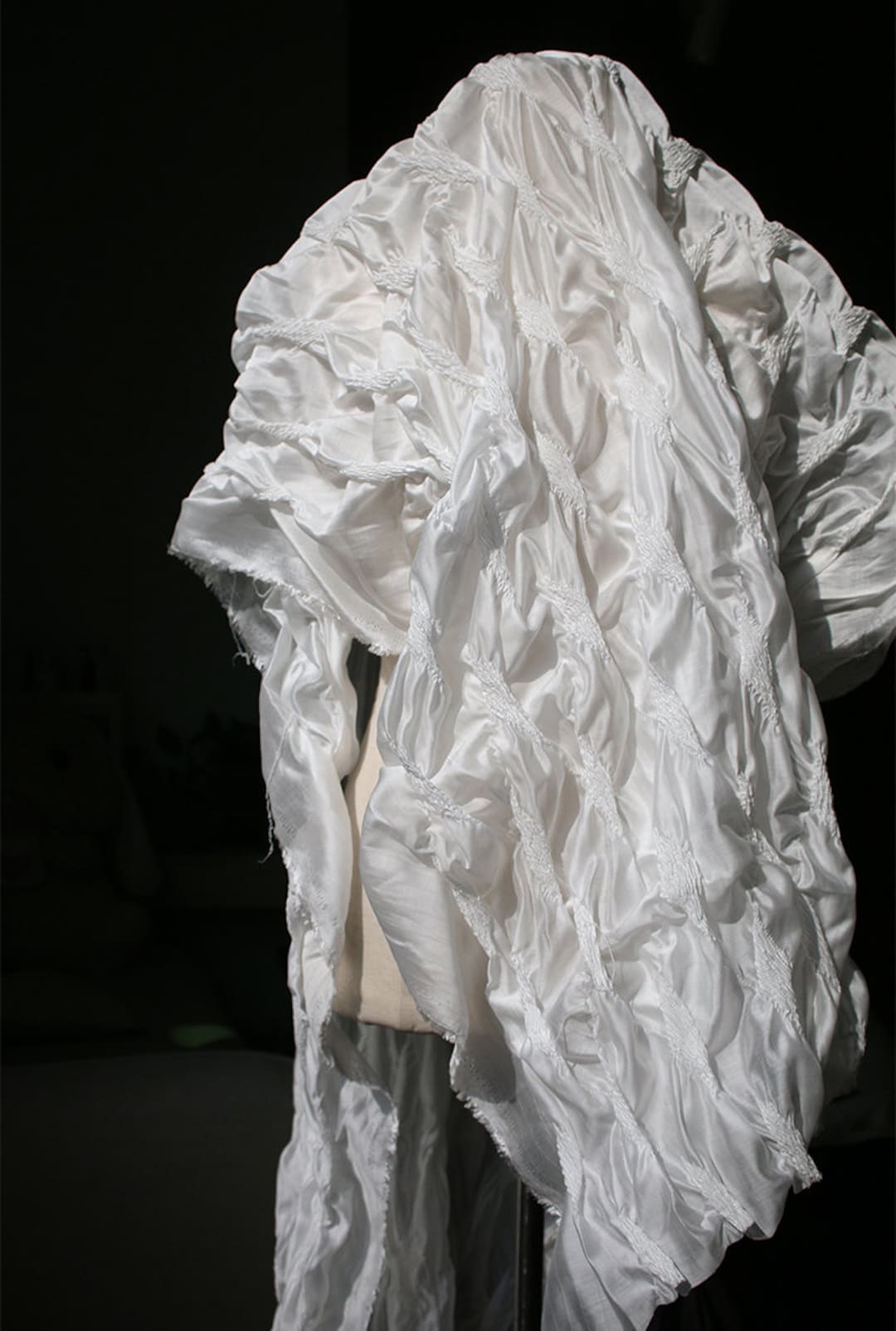 White Pleated Fabric, Irregular Pattern Fabric, Distressed Fabric ...