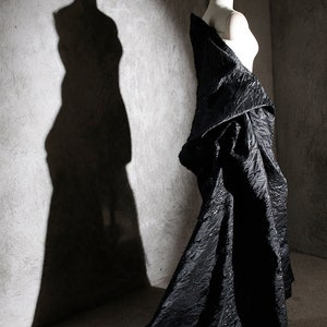 Black Jacquard Fabric, Embossed Texture Fabric, Haute Couture Fabric ...