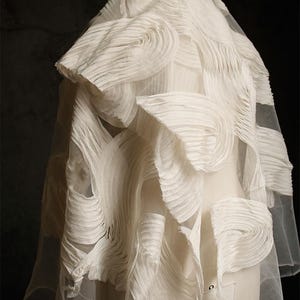 Beige Jacquard, Mesh Fabric, Gauze Fabric, Wavy Striped Textured Fabric ...