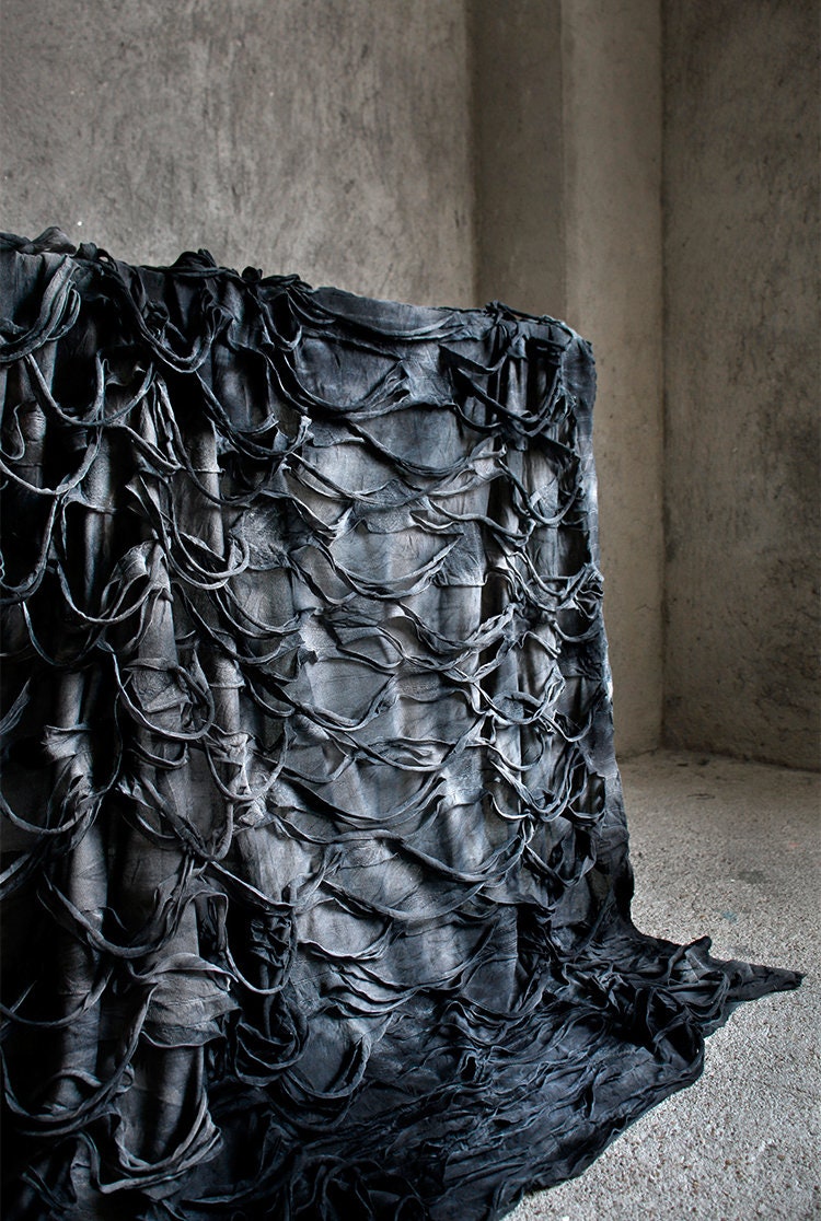 Gradient Fabric, Ragged Knitted Fabric, Grey Black Tie-dye Fabric ...