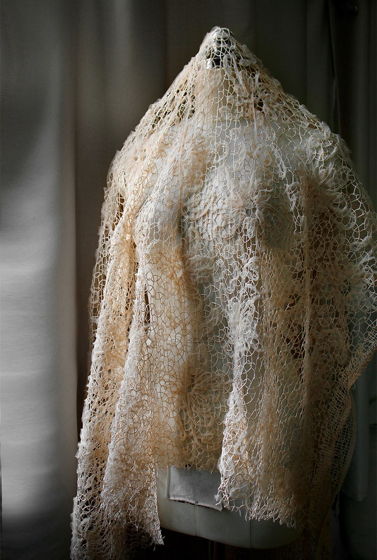 Jacquard Mesh, Embroidered Floral Fabric, Beige Hollow Mesh, See ...