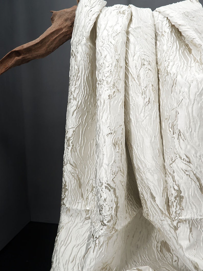 White Jacquard Fabric, Mountain Texture Fabric, Embossed Fabric, Glossy ...