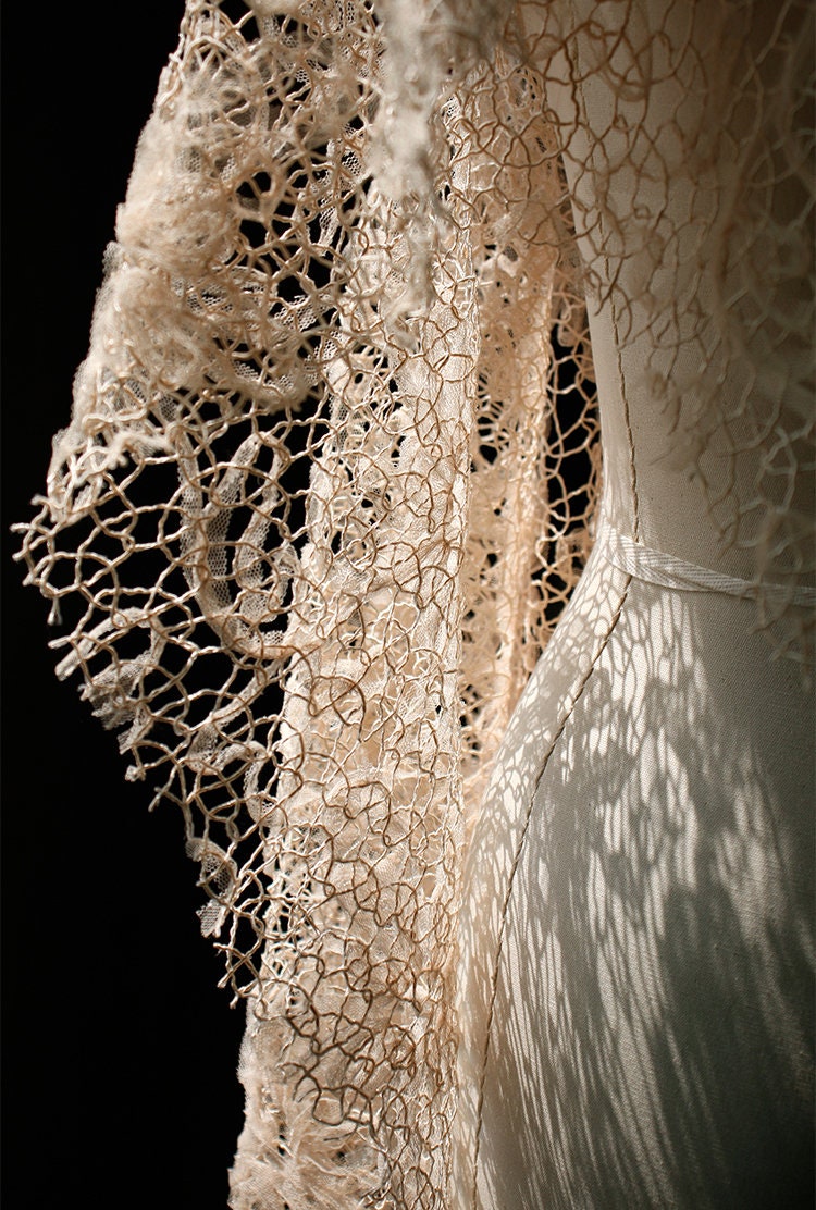 Jacquard Mesh, Embroidered Floral Fabric, Beige Hollow Mesh, See ...