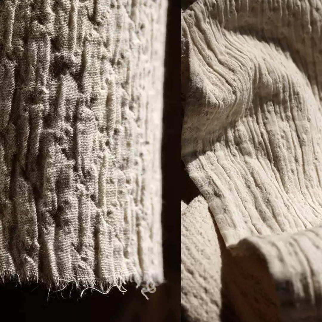 Beige Fabric, Pleated Fabric, Texture Fabric, Cotton-linen Fabric ...