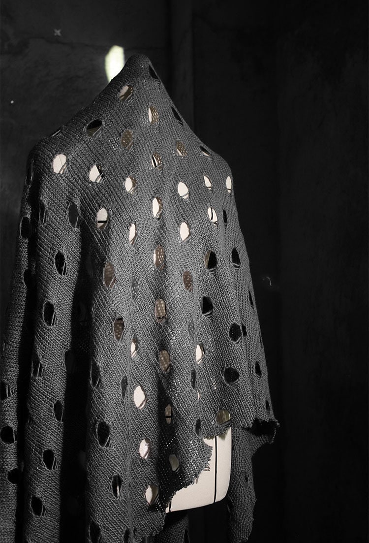 Wool Knit Fabric, Woven Hollow See-through Fabric, Dust Coat Stripes ...