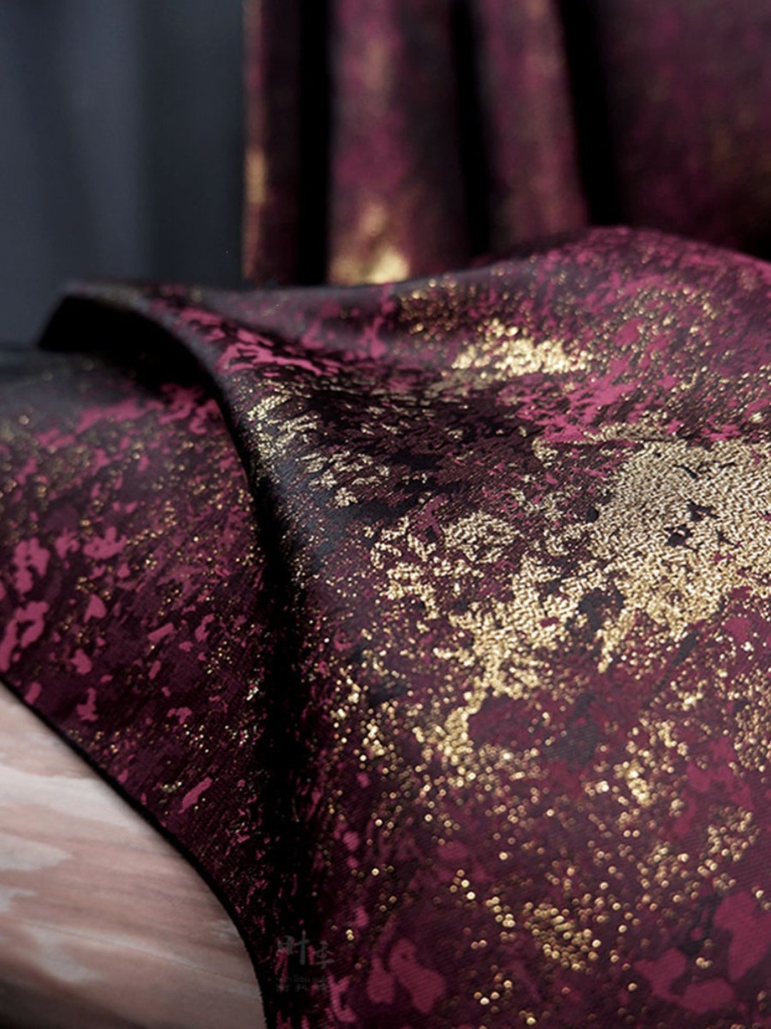 Dark Red Glitter Fabric, Double-sided Jacquard Fabric, Luxury Shimmer ...