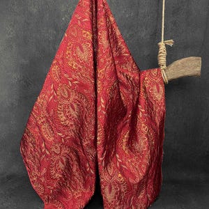 Red Jacquard Fabric, Embossed Fabric, Glitter Thread Blended Fabric ...