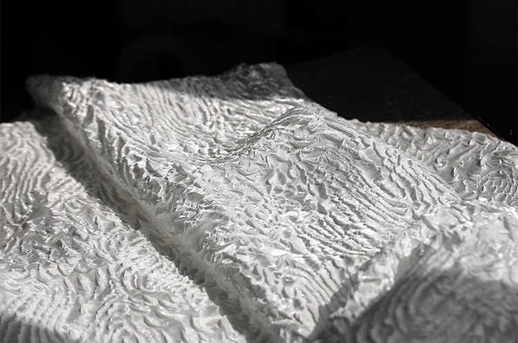 White Pleated Fabric, Concave Convex Texture Fabric, Corrugated ...