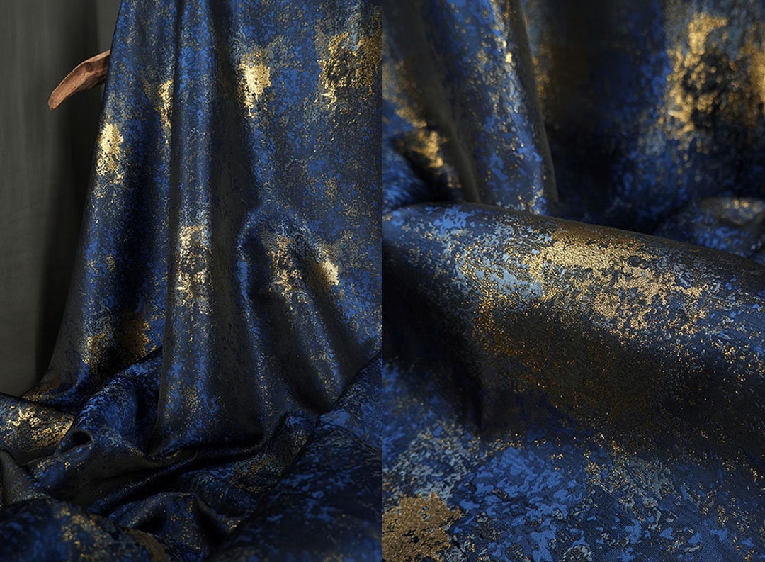 Blue Jacquard Fabric, Gilt Texture Fabric, Double Layer Fabric, Glossy ...