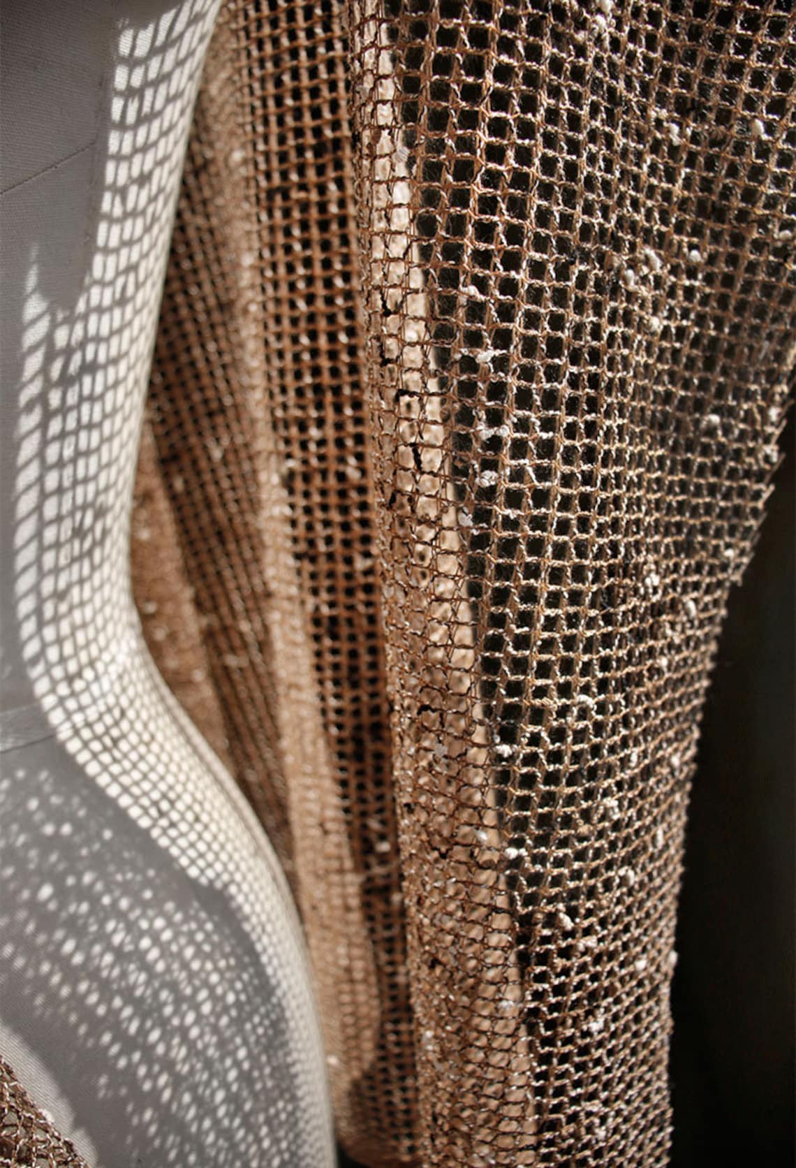 Brown Jnitted Mesh Fabric, Large Mesh Fabric, Hollow See-through Fabric ...
