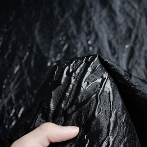 Black Jacquard Fabric, Embossed Texture Fabric, Haute Couture Fabric ...