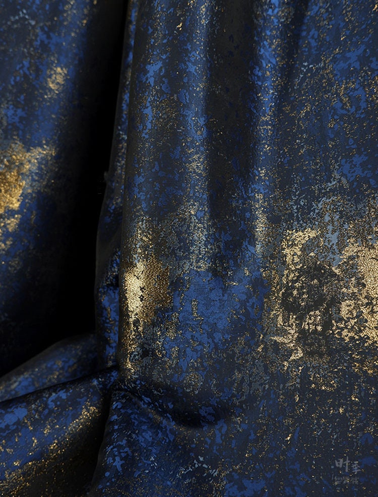 Blue Jacquard Fabric, Gilt Texture Fabric, Double Layer Fabric, Glossy ...