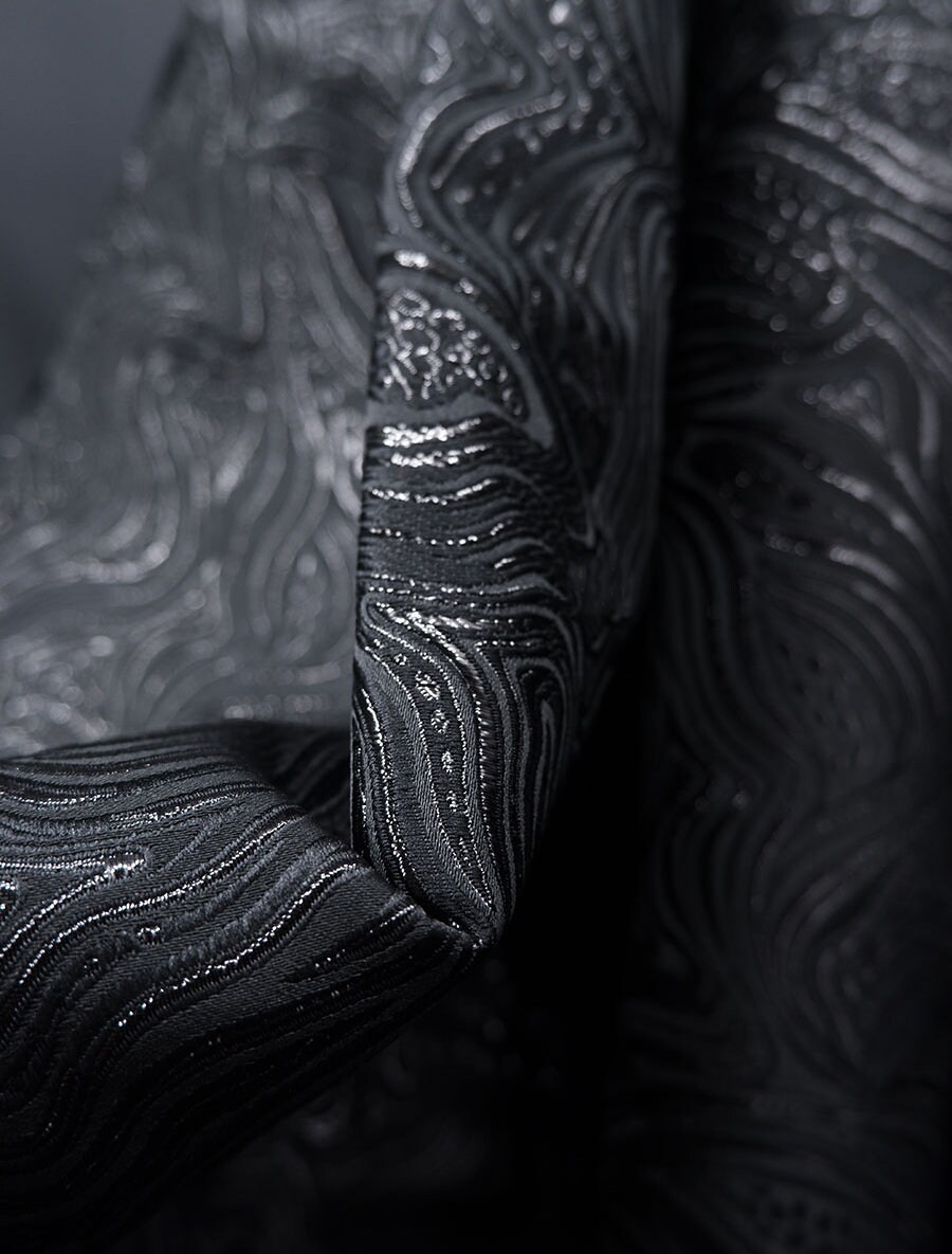 Black Jacquard Fabric, Striped Fabric, Shiny Fabric, Glitter Fabric ...