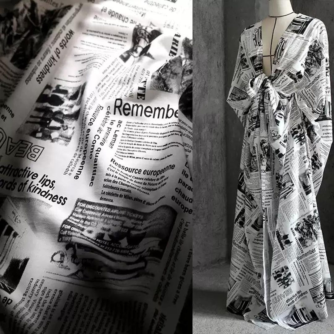 Cotton Fabric, Newspaper Graffiti, Print Pattern, Creative Fabric, High ...