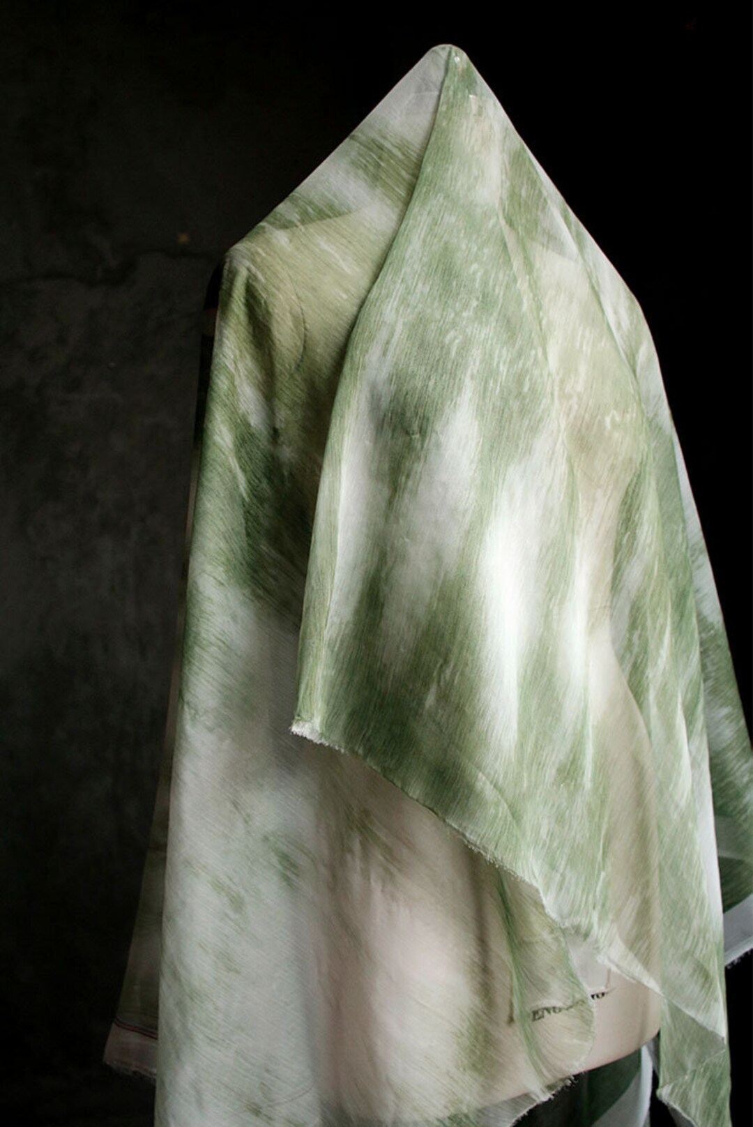 Green Gradient Chiffon Tencel Fabric , Elegant Watercolor-inspired ...