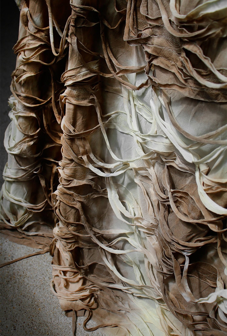 Gradient Fabric, Ragged Knitted Fabric, Grey Brown Tie-dye Fabric ...