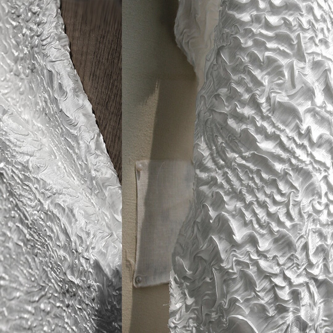 White Pleated Fabric, Concave Convex Texture Fabric, Corrugated ...