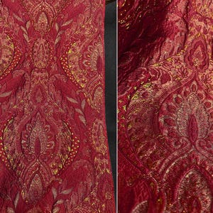 Red Jacquard Fabric, Embossed Fabric, Glitter Thread Blended Fabric ...