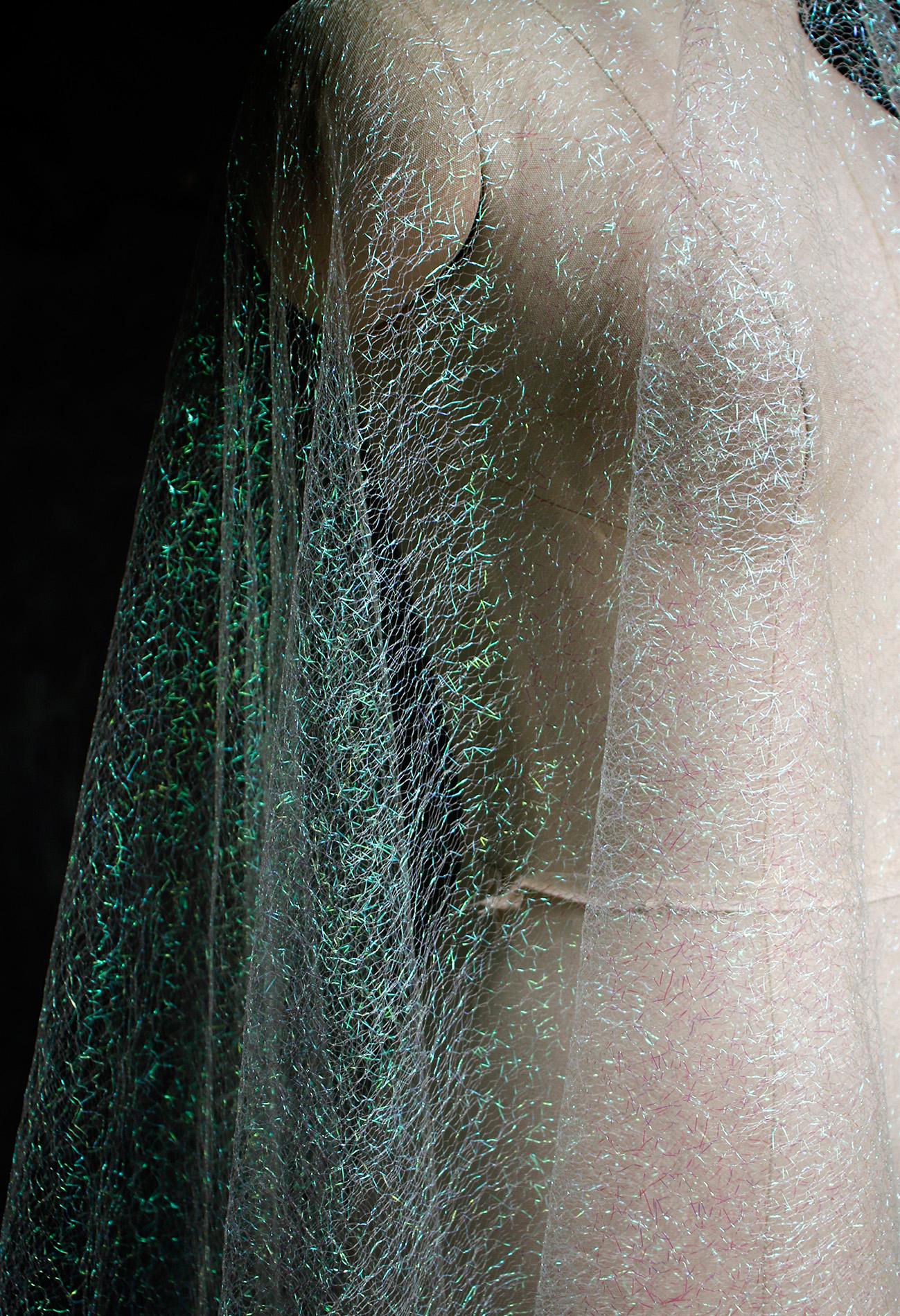 Laser Green Iridescence Mesh Fabric, Mermaid - Illusion Yarn, Sheer ...