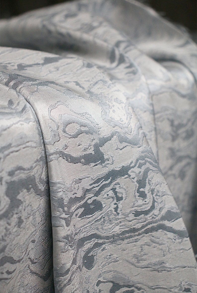 Dusty Blue Wavy Fabric, Double-sided Jacquard Fabric, Molten Rock ...
