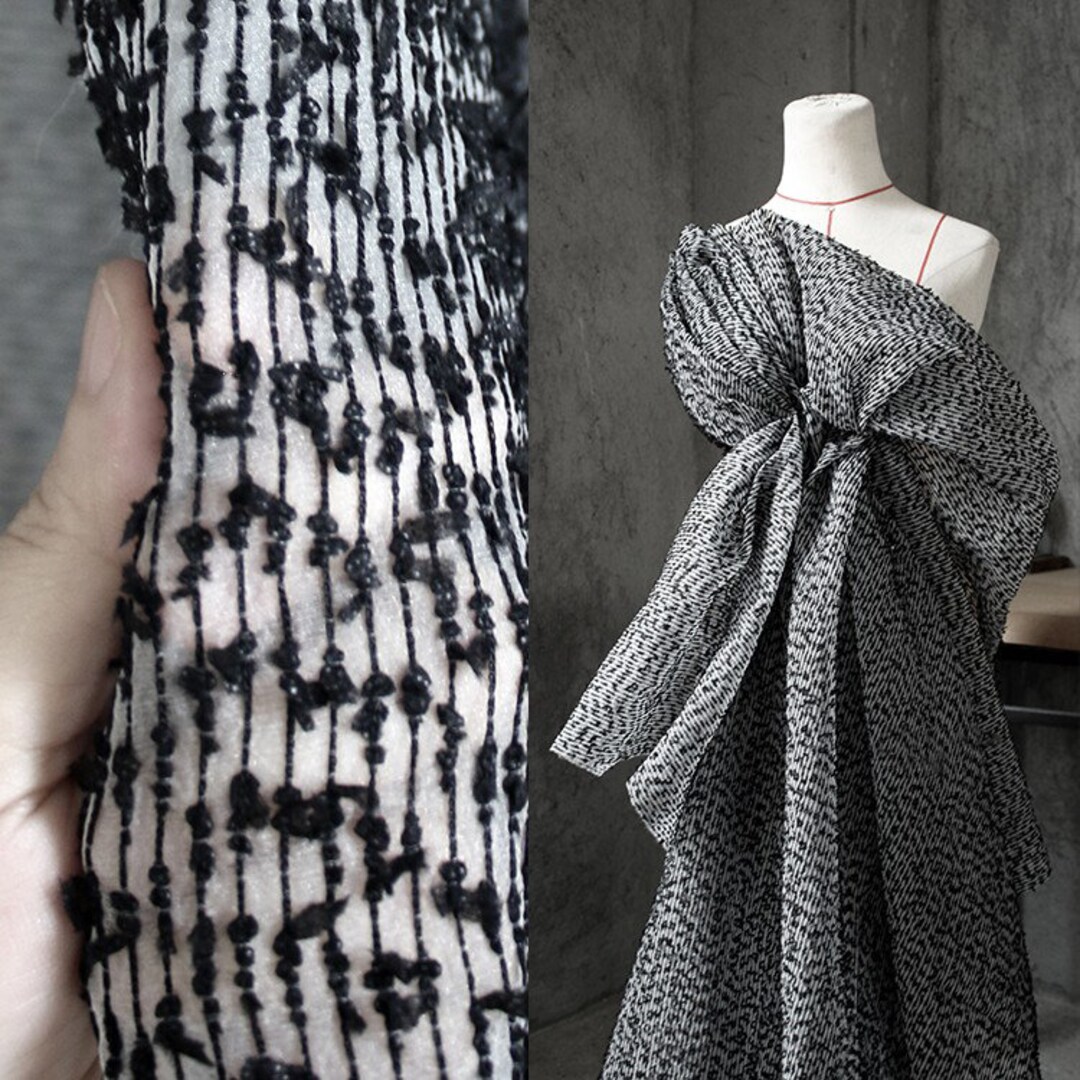3D Textured Fabric, See-through Fabric, Striped Jacquard Fabric, Grey ...