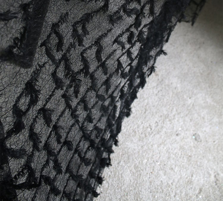 Black Lace Fabric, Irregular Hollow Mesh Fabric, Lightweight Fringed ...