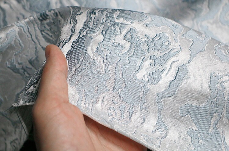 Dusty Blue Wavy Fabric, Double-sided Jacquard Fabric, Molten Rock ...