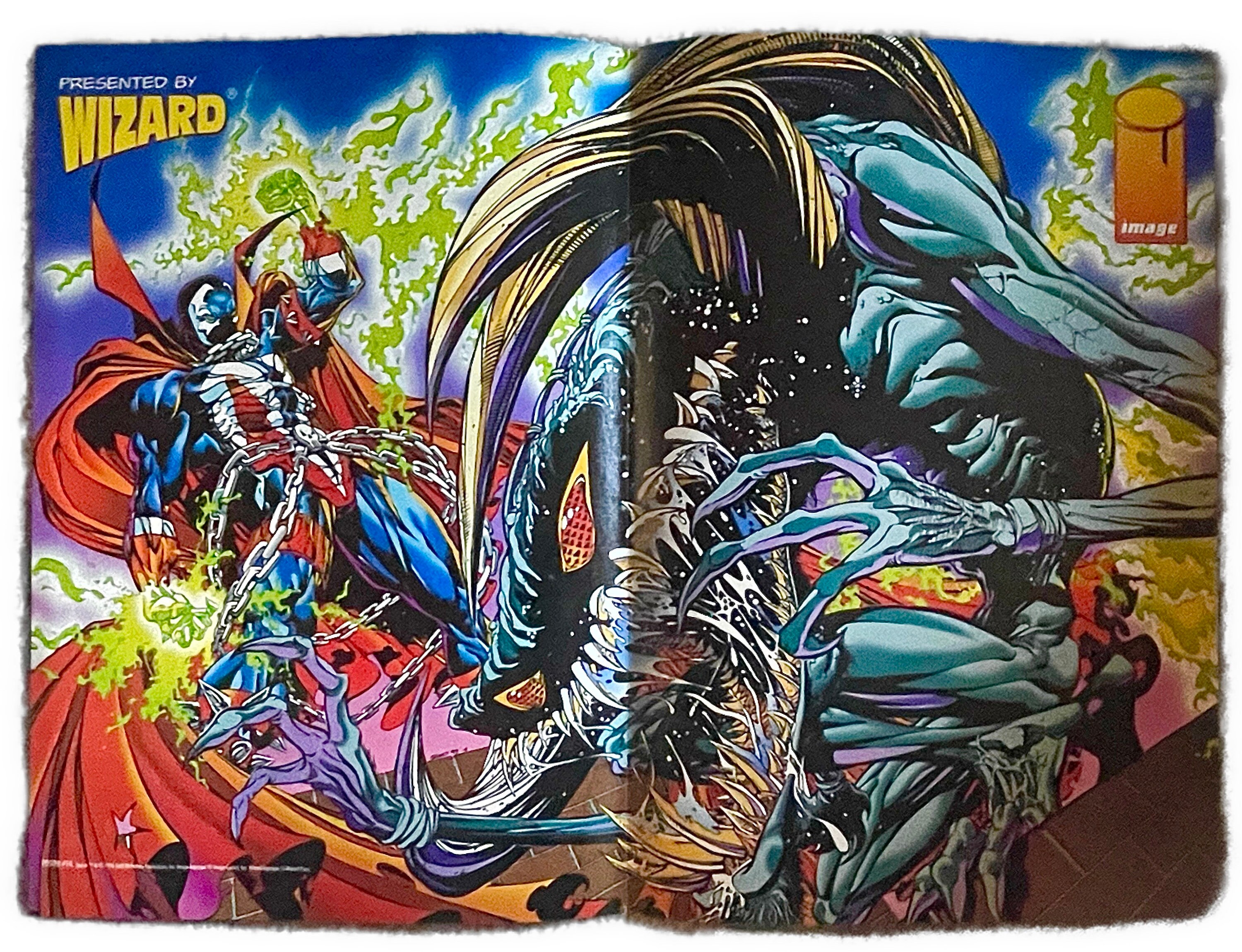 Vintage Spawn and Angela Poster Wizard Comics Magazine Todd Mcfarlane ...