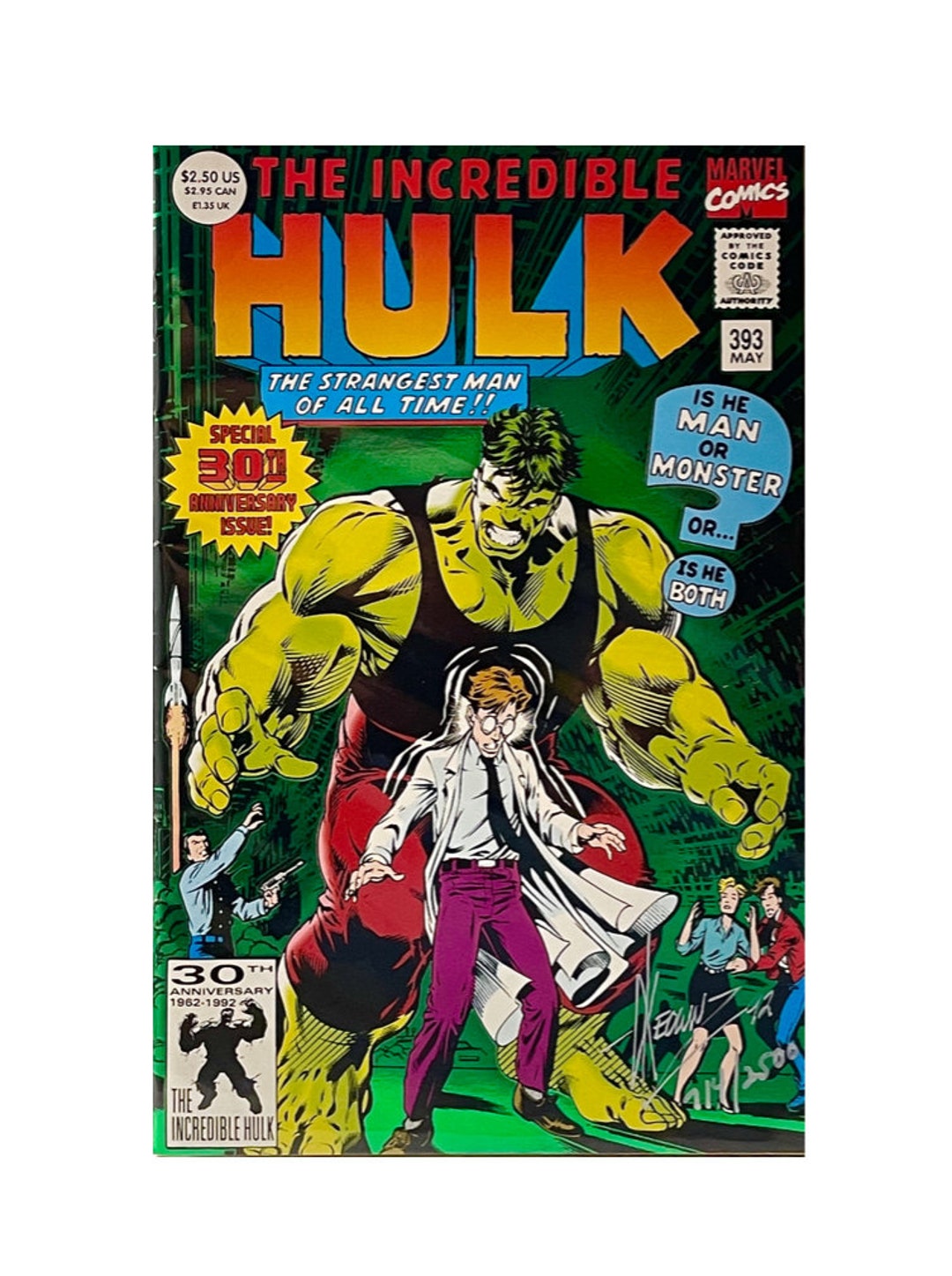 Marvel Comics Incredible Hulk #393 30th Ann. 1992 Issue Foil Cover ...