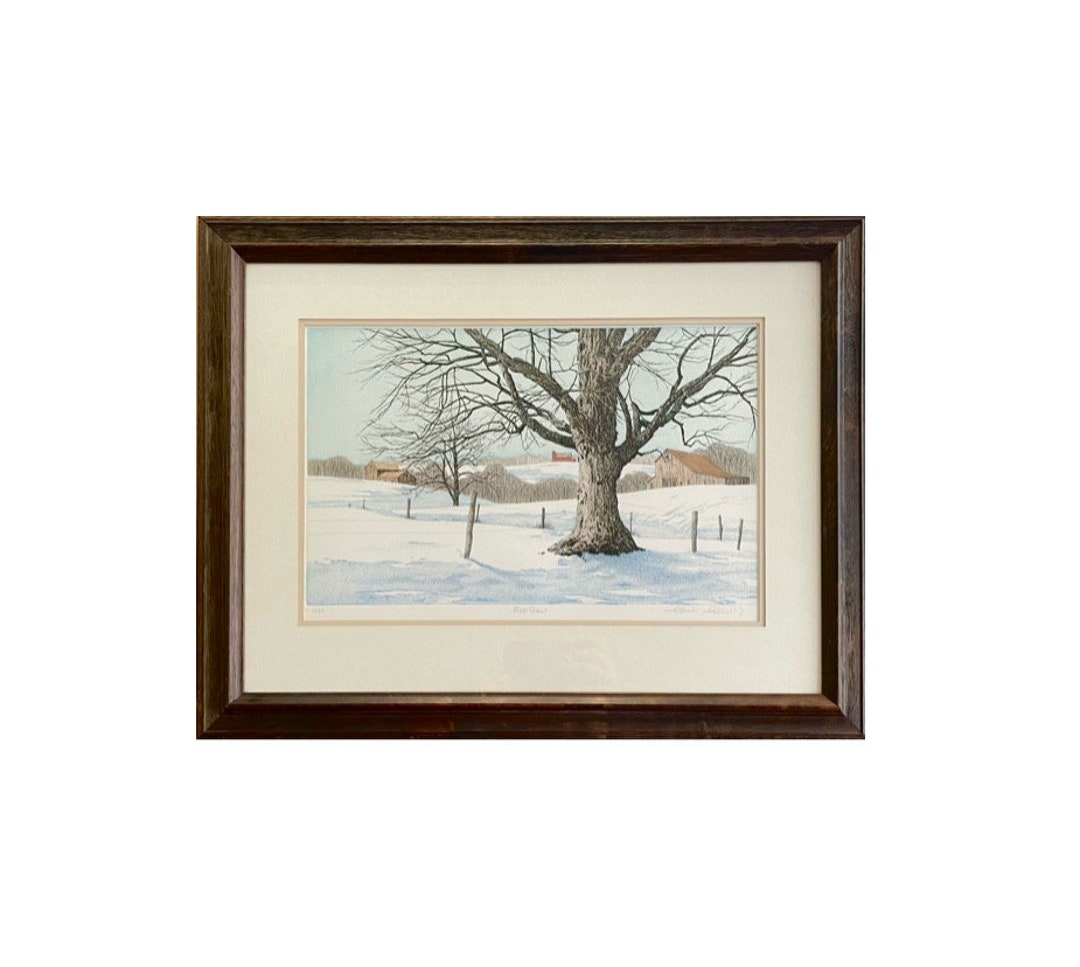 Vintage Hand Painted Copper Etching Print “first Snow”, 1980 Carol ...
